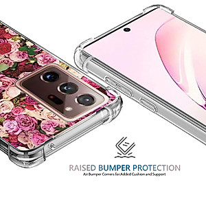 CasesOnDeck Bumper Case Compatible with [Samsung Galaxy Note 20 Ultra / Note20 Ultra Case] Slim Fitted Clear TPU Bumper Shock Case (Pink Roses)