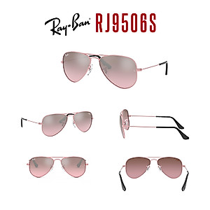 Ray-Ban Junior Kids' Aviator RJ9506S 211/7E 52MM Pink/Pink Mirror Silver Gradient Aviator Sunglasses for Boys for Girls + BUNDLE With Designer iWear Eyewear Kit