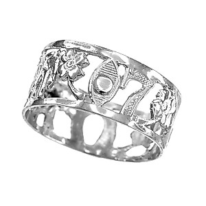 Good Luck Charms Fine 925 Sterling Silver Open Design Ring (Size 11.25)