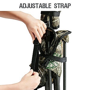 PORTAL Extra Large Quick Folding Tripod Stool with Backrest Fishing Camping Chair with Carry Strap (Camo)