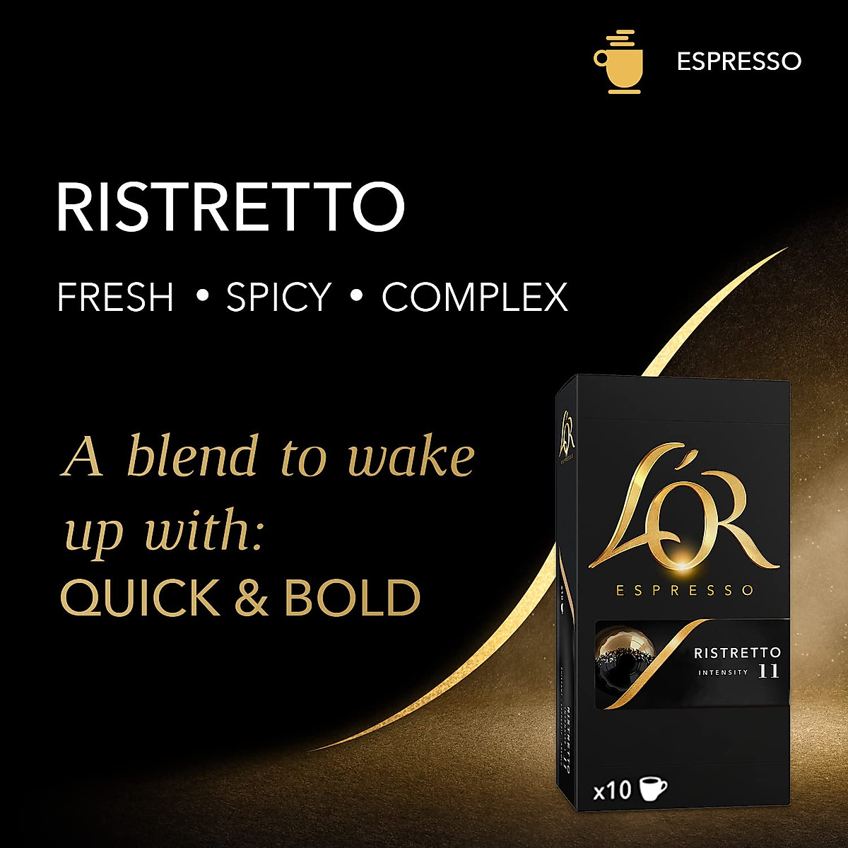 L'OR Espresso Capsules, 50 Count Ristretto, Single-Serve Aluminum Coffee Capsules Compatible with the L'OR BARISTA System & *Nespresso Original Machines