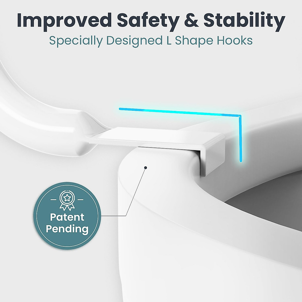 PELEGON Toilet Safety Rails (250lb) - Adjustable Toilet Safety Rails, Toilet Bar for Elderly Adults, Toilets Rails for Seniors, Toilet Seat with Handles for Elderly & Disabled Toilet Grab Bar - 1 Pack