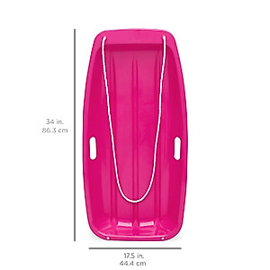 Best Choice Products 35in Kids Plastic Toboggan Snow Sled w/Pull Rope, 2 Handles