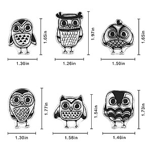 6pcs Cute Owls Clear Stamps Silicone Stamp Cards with Sentiments, Fall Owl Letters Pattern Clear Stamps for Holiday Card Making Decoration and DIY Scrapbooking Album DIY Crafts