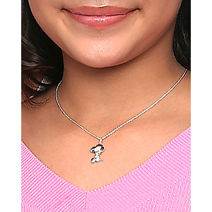 PEANUTS Snoopy Womens Friends Forever Woodstock and Snoopy Pendant Necklaces 2-Piece Set - Sterling Silver Matching Snoopy Necklaces 18" - Officially Licensed