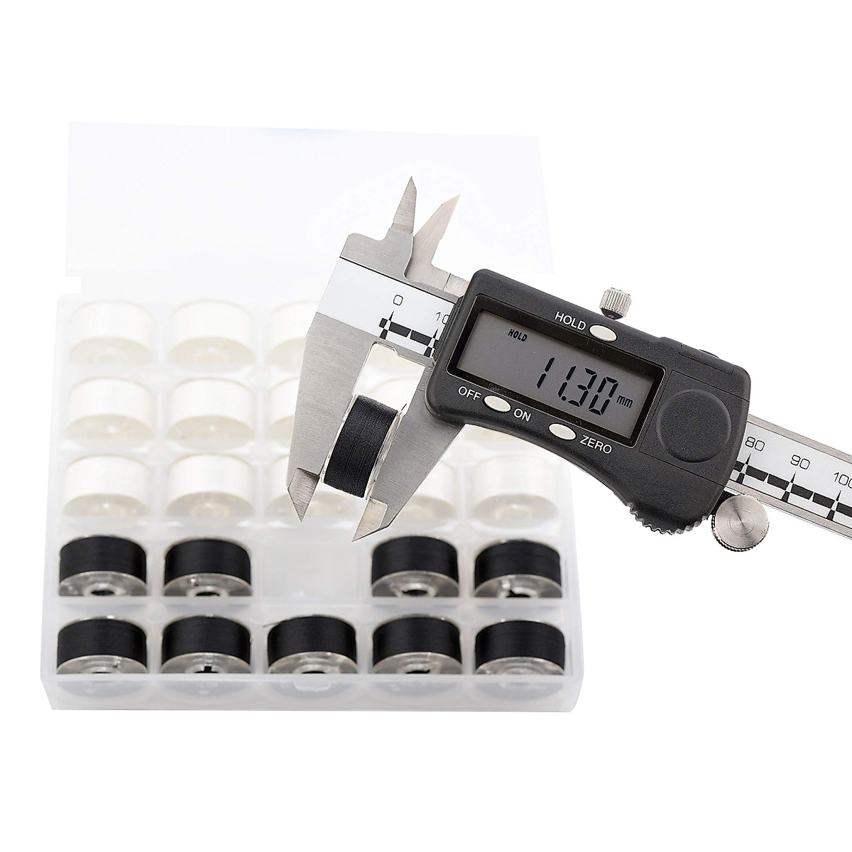 Simthread 25pcs Black Prewound Bobbin Thread Size A Class 15 (SA156) 60WT with Clear Storage Plastic Case Box 70D/2 for Brother Embroidery Thread Sewing Thread Machine DIY