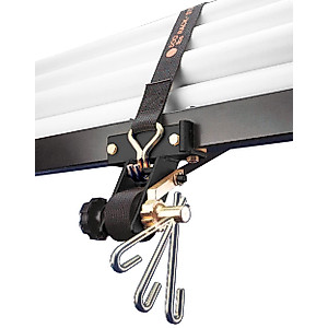 2 Pack, Rack-Strap Ladder Rack Tie-Downs, Right Angle Mounting Bracket, RS1K Black Right Angle Mounting Bracket, Bolt Mounting Hardware Included, 8 Ft Black Strap