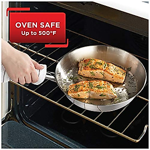 T-fal Ultimate Stainless Steel and Copper Cookware Set 13 PIece Induction Pots and Pans, Dishwasher Safe Silver