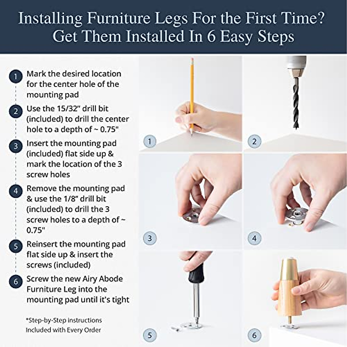 Ash Wood Furniture Legs With Gold Caps - Mid Century Legs For Sofa, Chair, Table, Dresser, Bed, Cabinet, Ottoman - Wooden Legs Are Easy To Install & Include Installation Hardware - Set of 4, 8 Inches