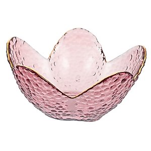 BESPORTBLE Crystal Glass Fruit Bowl Lotus Flower Shaped Crystal Clear Salad Bowl Round Serving Bowl Candy Bowls Dish Dessert Bowl Fruit Plate for Home Party Tableware Purple