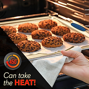 NutriChef 3-Piece Nonstick Bakeware Set - Premium Carbon Steel Baking Trays with Blue Silicone Handles, Easy to Clean, Small, Medium & Large Cookie Sheet Pans