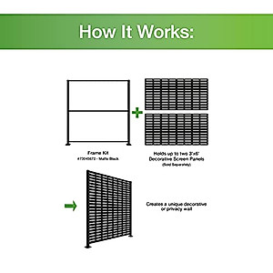 3’x6’ Decorative Screen Panel Frame Kit, Black