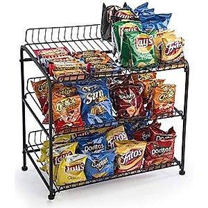 Displays2go Countertop Wire Rack, Three Open Shelves Black (WCR3SBK)