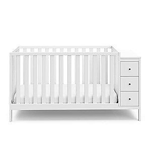 STORKCRAFT Malibu Customizable Convertible Crib (White) – GREENGUARD Gold Certified, Crib with Storage Drawers, Converts to Toddler Bed, Fits Standard Full-Size Crib Mattress