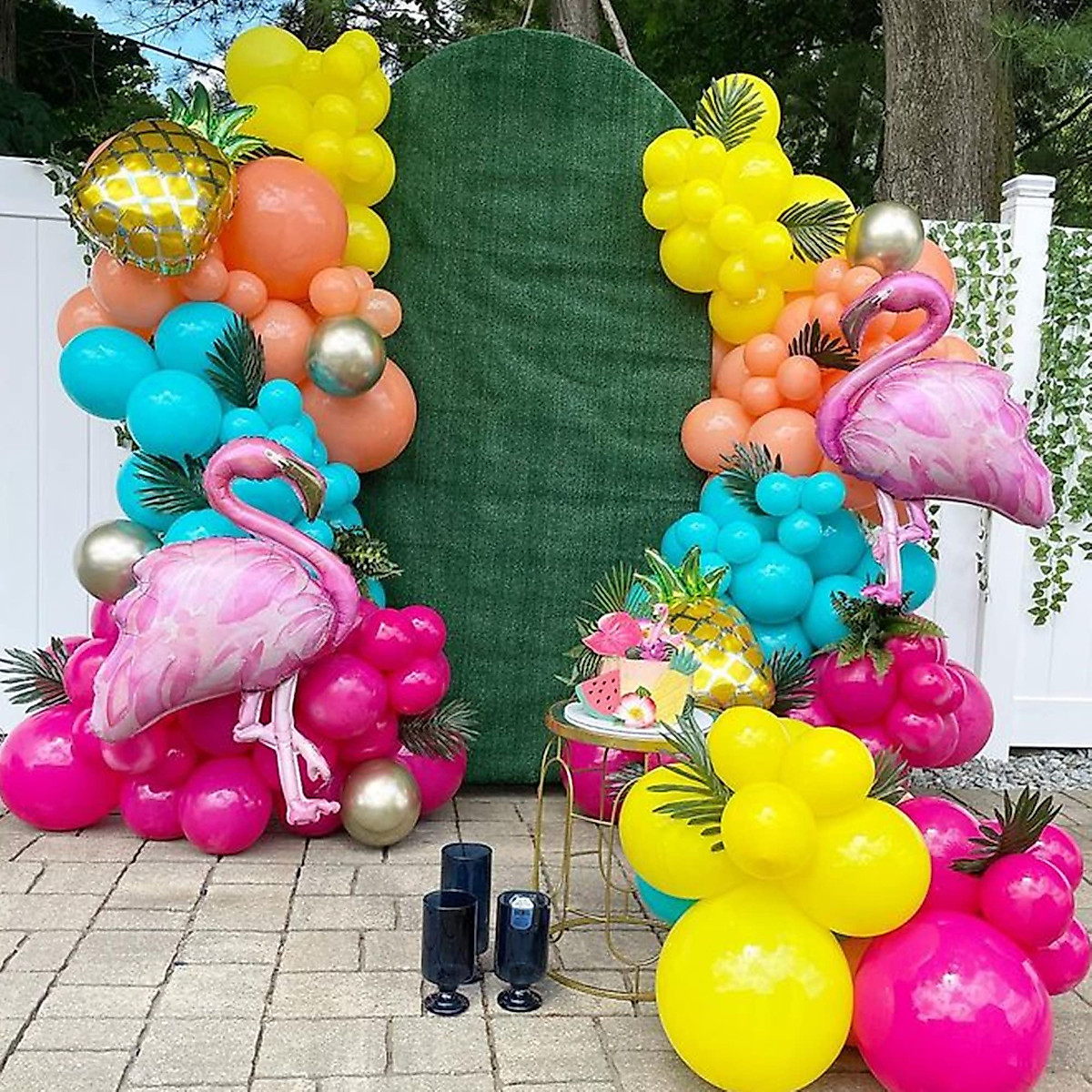 166Pcs Flamingo Tropical Balloon Garland Arch Kit, Fiesta Aloha Luau Hawaiian Summer Theme Hot Pink Green Pineapple Balloons For Birthday Baby Shower Bridal Wedding Bachelorette Party Decoration