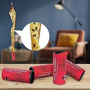 24 Pack Fly Strips, Fly Tape Paper Fly Traps Fly Ribbon Hanging, Fruit Sticky Fly Traps Fly Catcher for Indoors Outdoors