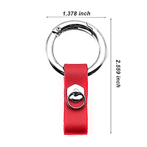 INFIPAR Circle Carabiner Keychain Clip Quick-Release Spring Ring & Anti-lost Ring Attach Leather Key Chain, No Screwdriver Required, 1 Pack, Red - Newest Version
