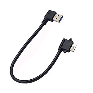 Seadream 2Pack 25CM Right Angle USB 3.0 Micro-B Male to USB 3.0 A Male Adapter Cable