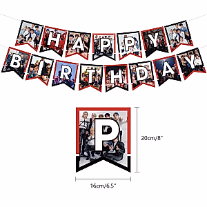 STRAY-KIDS Birthday Party Supplies,STRAY-KIDS Birthday Decorations Gift Set - STRAY-KIDS Banner,18PCS Balloons,Cake Toppers,21PCS Cupcake Toppers Perfect for Boys and Girls(Red)