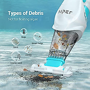 AIPER Cordless Pool Vacuum, Handheld Rechargeable Swimming Pool Cleaner, 60 Mins Running Time, Deep Cleaning & Strong Suction Ideal for Above & In-ground Pools, Hot Tubs, Spas-Pilot H1