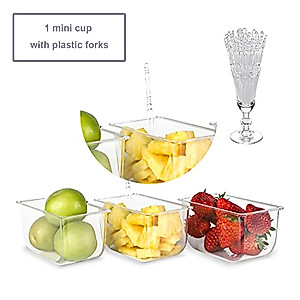 IVYHOME Chilled Condiment Server | Clear Icy Condiment Bar | Chilled Condiment Tray with Lid and 5 Removable Compartments
