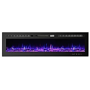 CharaVector Electric Fireplaces-60 Inch-Recessed and Wall Mounted Fireplace- Insert Heater LED Fire Place-Remote Control & Touch Screen