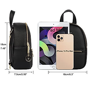 Aeeque Women Mini Backpack Purse, Casual Leather Crossbody Phone Bag Small Back Pack Ladies Tiny Shoulder Bags, Cute Little Backpacks Gift for Girls Women Black