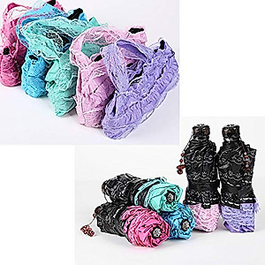 WANLIAN Princess Lace Ultraviolet-Proof Triple Folding Umbrella Dome used for ParasolDecorations Photoshoot Props.（Rice white）