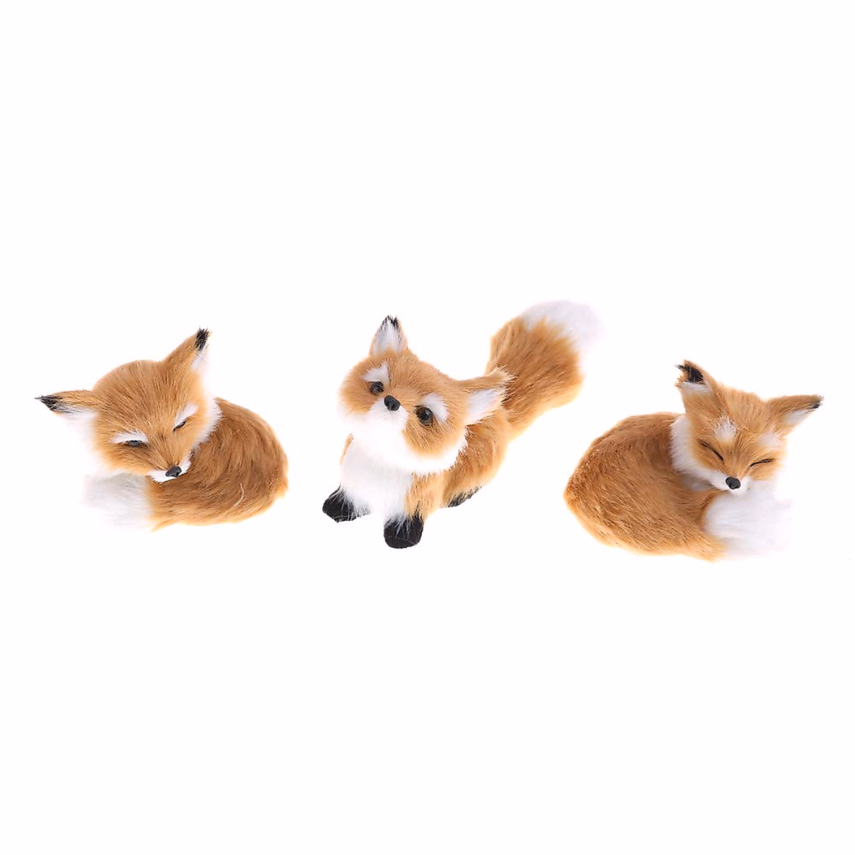 GUDVES Simulation Brown Fox Toy Furs Squatting Fox Model Home Decoration Animals World with Static Action Figures (Fox Toy)