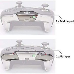 Akiimy Replacement 2 Sets Silver New LB RB Bumpers Triggers Parts with T8 T6 Screwdriver Repair Tool for Xbox One Elite Controller & with a 3.5mm Jack Replacement Bumpers