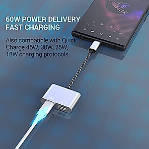 Cubilux USB C to Dual USB C Splitter for Audio/Charging/Data Syncing, Type C Headphone Charger Compatible with iPad 10 iPad Pro iPad Air 5/4 iPad Mini 6, Google Pixel 7/6 Pro 6a 5 4XL