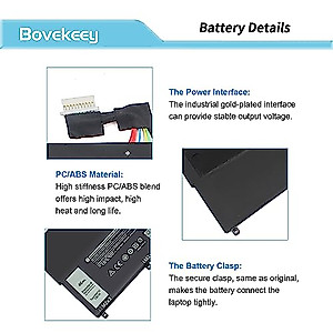 Bovekeey 46Wh NNF1C Battery HMPFH for Dell XPS 13 13-9365 2-in-1 P71G D1605TS D1805TS D2805TS D3605TS D3805TS D4605TS P71G001 NNFIC 0NNF1C 0HMPFH 7.6V 4-Cell Laptop Power Supply