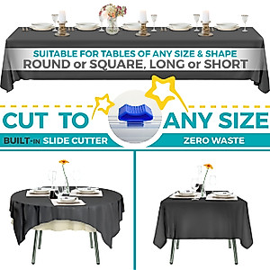 54in X 100ft Black Premium Plastic Disposable Tablecloth Roll with in Built Cutter Box | Table Cover for Party, Picnic, Banquet & Kids Activities