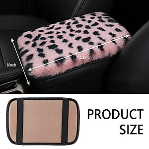 NHHC Fluffy Car Armrest Cover,Center Console Cover for Car Decoration,Warm and Comfortable Car Interior Accessories Suitable for Most Cars, Trucks, SUV (Pink)