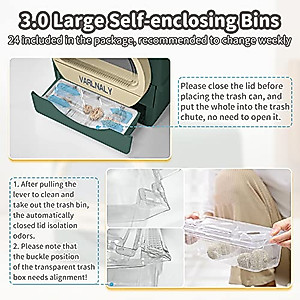 VARLNALY 3.0 Large Self-Cleaning Cat Litter Box, Pull-Out Non-Electric Automatic Cat Litter Box with Lid(24PCS Trash Box), One-Piece Base Prevents Urine＆Litter Leakage, Enclosed Isolates Odor(Green)