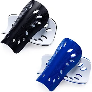 ANCIRS 2 Pairs Soccer Shin Guards for Kids Adults, Breathable Shin Guard Sleeves for Boy & Girl Football Games, Protective EVA Cushion for Youth Men & Women- Blue & Black