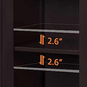 Yaheetech Bathroom Floor Cabinet, Modern Storage Freestanding Organizer Cabinet with Adjustable Shelves & Double Doors, 3-Tier Home Living Room Furniture, Espresso