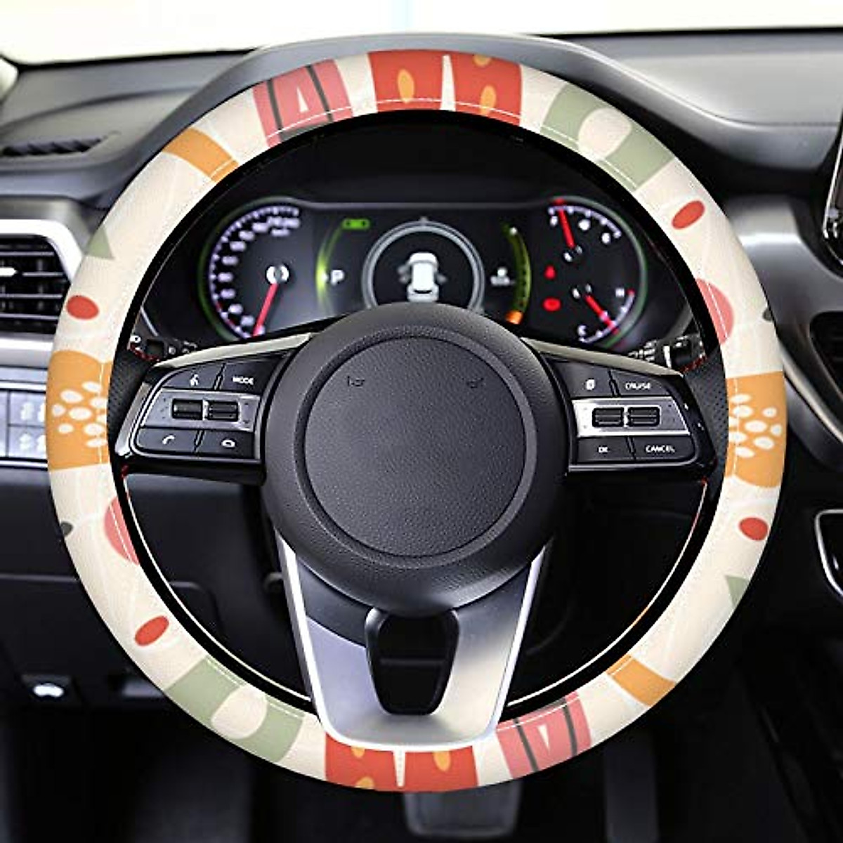 Heart Bright Name Sara Bird Poppy Nature Awesome Flower Steering wheel cover 15 inch leather female girl lady automatic non-slip wheel protector