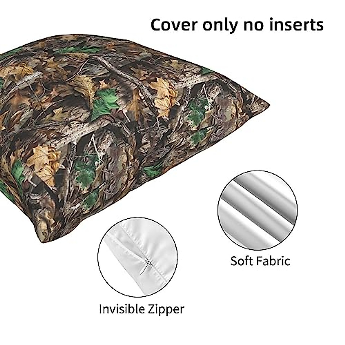 WURTON Cold Tree Camouflage Print Throw Pillow Covers, Soft Square Cushion Case,for Sofa, Couch,Bed Chair-18 X 18 Inch