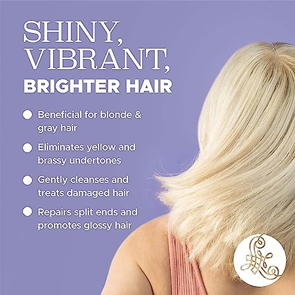 Luseta Purple Shampoo and Conditioner Set for Blonde, Gray - Color Treated Hair - Sulfate Free Paraben Free - Infused with Cocos Nucifera Oil for Curly and Damaged Hair - 2x16.9oz