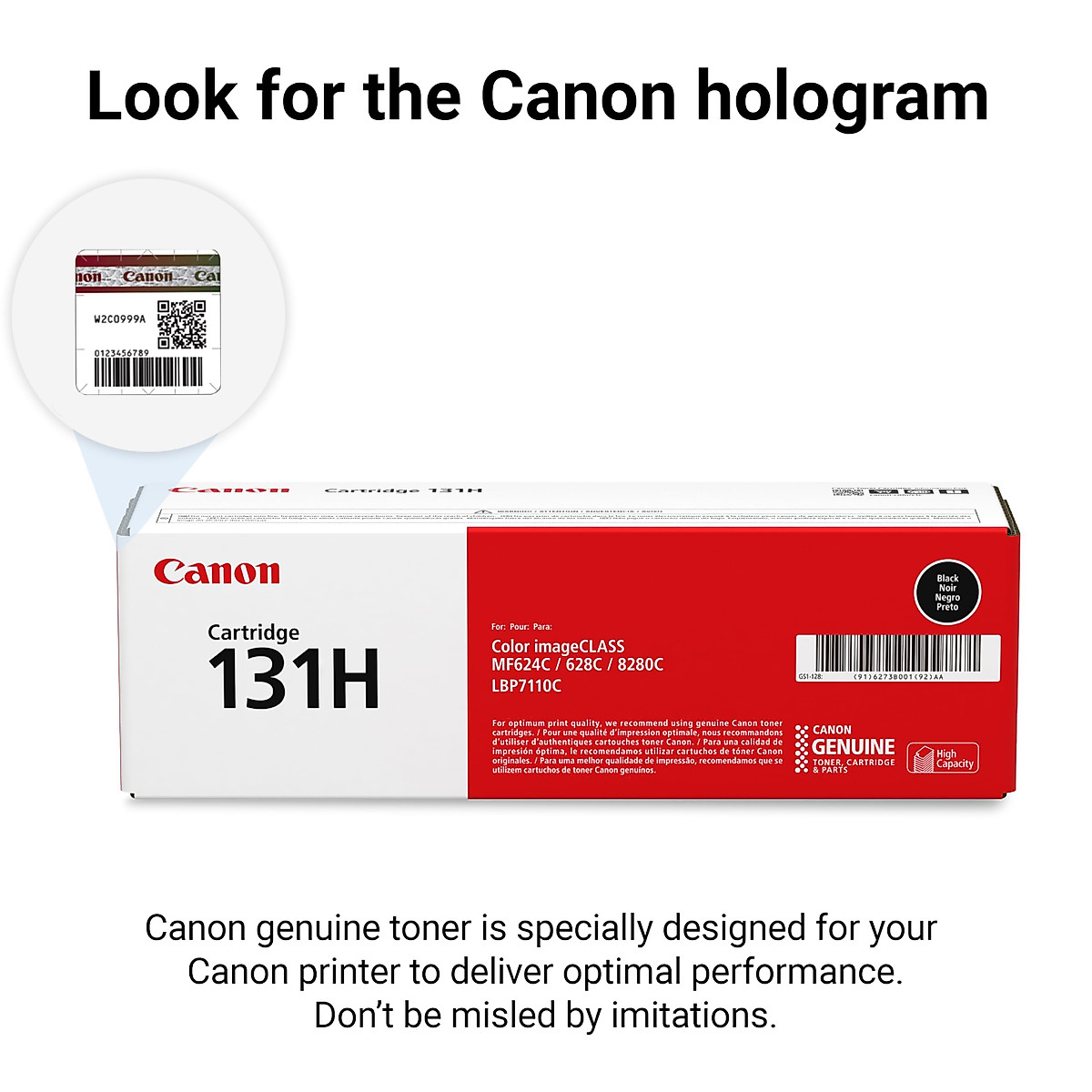Canon Genuine Toner, Cartridge 131 Black, High Capacity (6273B001), 1 Pack Color imageCLASS MF8280Cw, MF624Cw, MF628Cw, LBP7110Cw Laser Printer, Model Number: 131 Black High Capacity