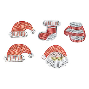 Hztyyier Diamond Painting Enfant 5 Ans 5Pcs 5D DiyPainting Christmas Keychain/Necklace Sticker Kits DIY Art Craft Kits for Kids and Adult