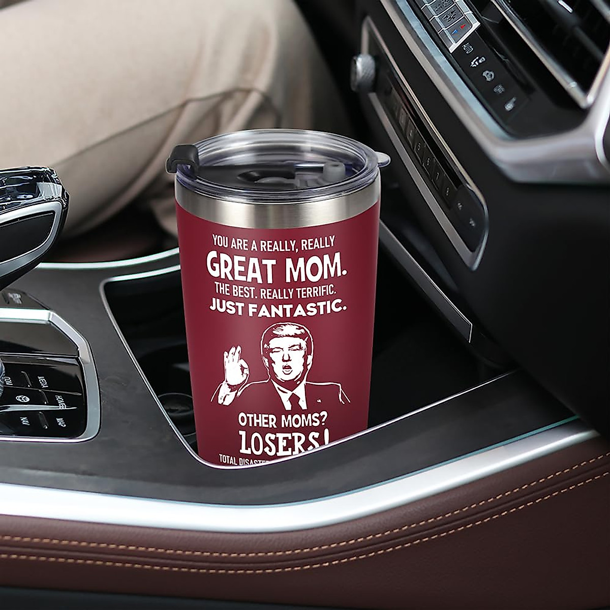 AREOK Gifts for Mom from Daughter Son Kids, Mom Tumbler Cup - Best Mom Christmas Gifts, Great Mom Mother Gifts, Happy Birthday Gifts for Mom, 20 OZ Tumbler for Mom, Deep Red