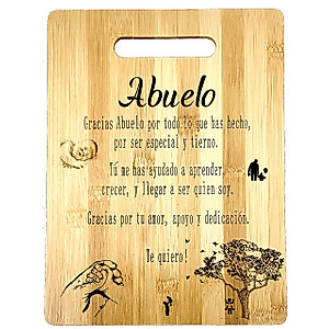 Regalo para Abuelo: tabla de cortar de bambú grabada (22 x 30 cm) Gift for Grandpa-Engraved bamboo cutting board 9"x12"