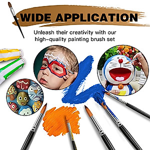 Artist Watercolor Paint Brushes Professional Set, 9pcs Round Point Tip Nylon Hair Long Handle Watercolor Brushes, Detail Paint Brushes for Watercolor, Acrylic, Oil