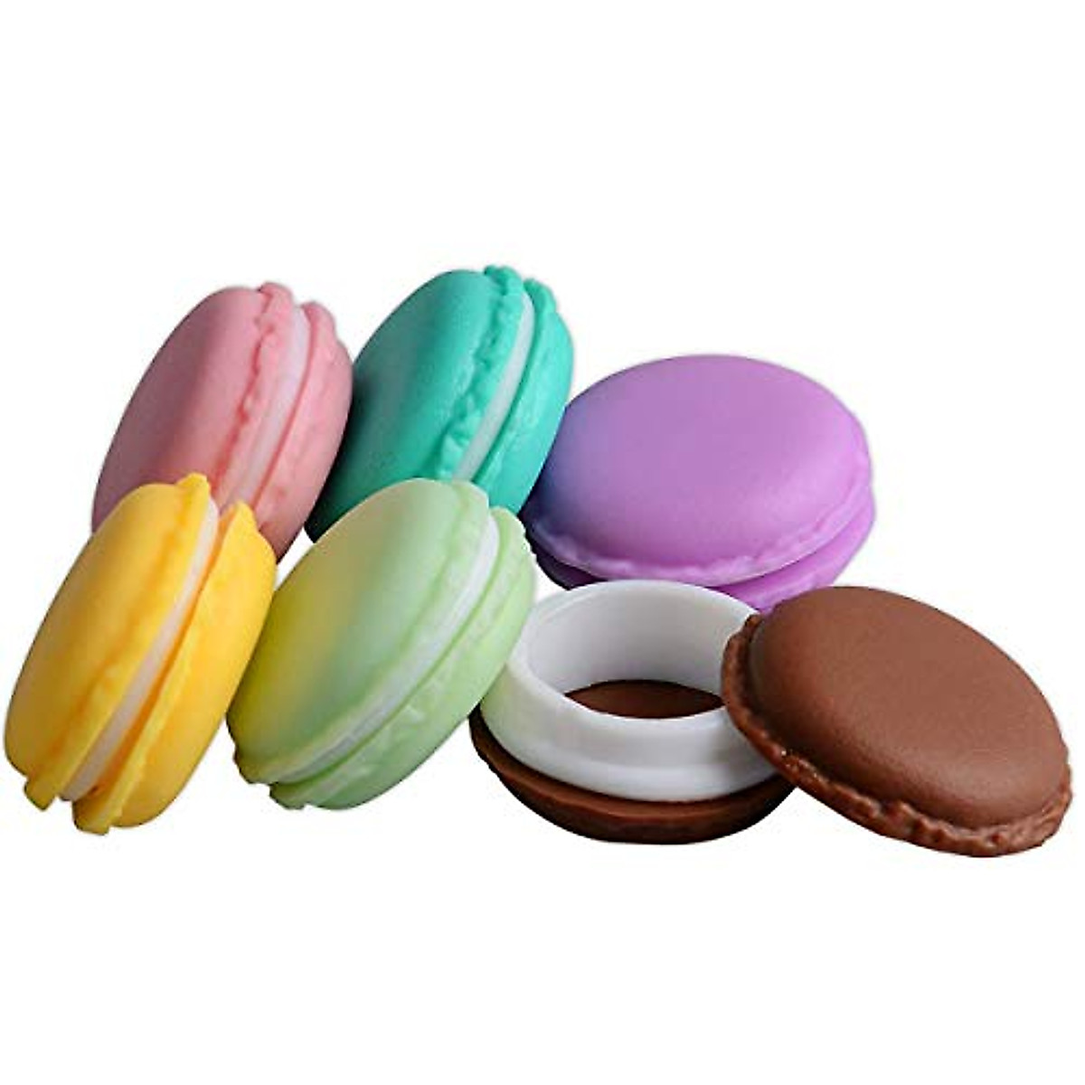 Coolrunner Macaron Case, Mini Macaron Box, Macaron Jewelry Box, Macaron Cute Pill Box, Colorful Macaron Jewelry Storage Box, Shape Storage Box Candy Cute Pill Organizer Case Container(6 PCS)
