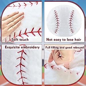 4 Pcs Sports Throw Pillows Fluffy Stuffed Soccer Ball Pillow Soft Stuffed Basketball Pillows Baseball Soft Throw Pillow Football Shaped Plush Toy Sport Cushion (Plush,Medium)