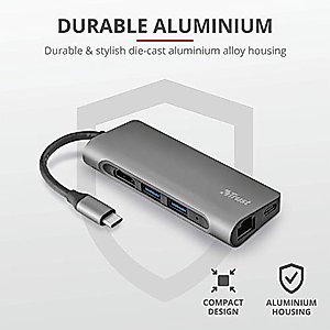 Trust Dalyx 7-in-1 USB-C Multi-Port Adapter - Grey