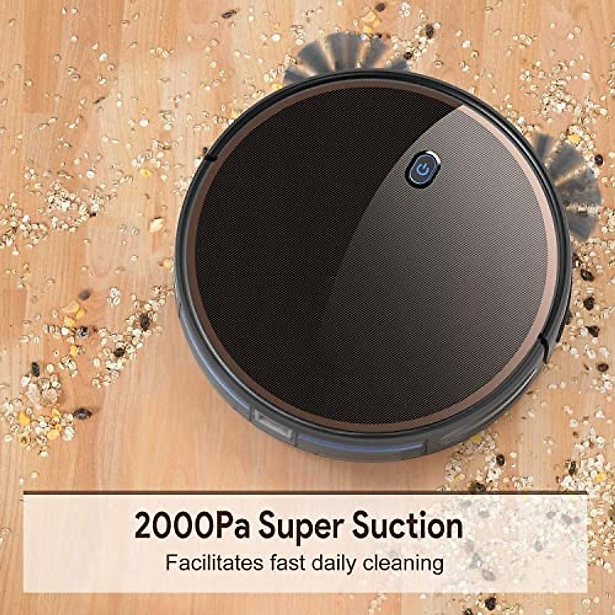 Robot Vacuum, Robot Vacuum Cleaner with Quiet Multiple Cleaning Modes Self-Charging 2000Pa Suction Robotic Vacuum Cleaner for Pet Hair Hard Floor Medium-Pile Carpets