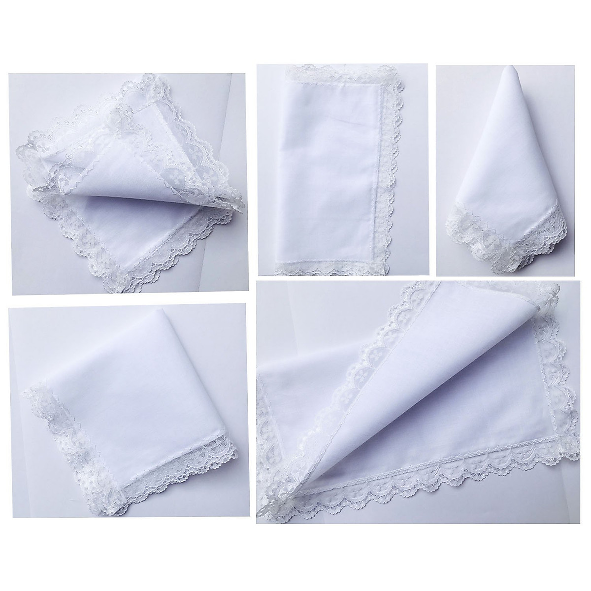 Lace Cotton White Handkerchiefs Perfect Wedding Bulk